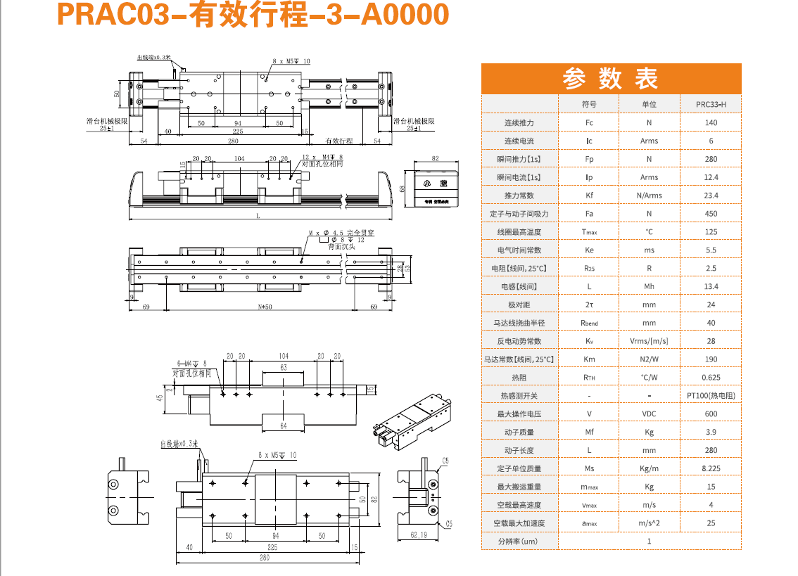 小蓝动力导轨PRAC03